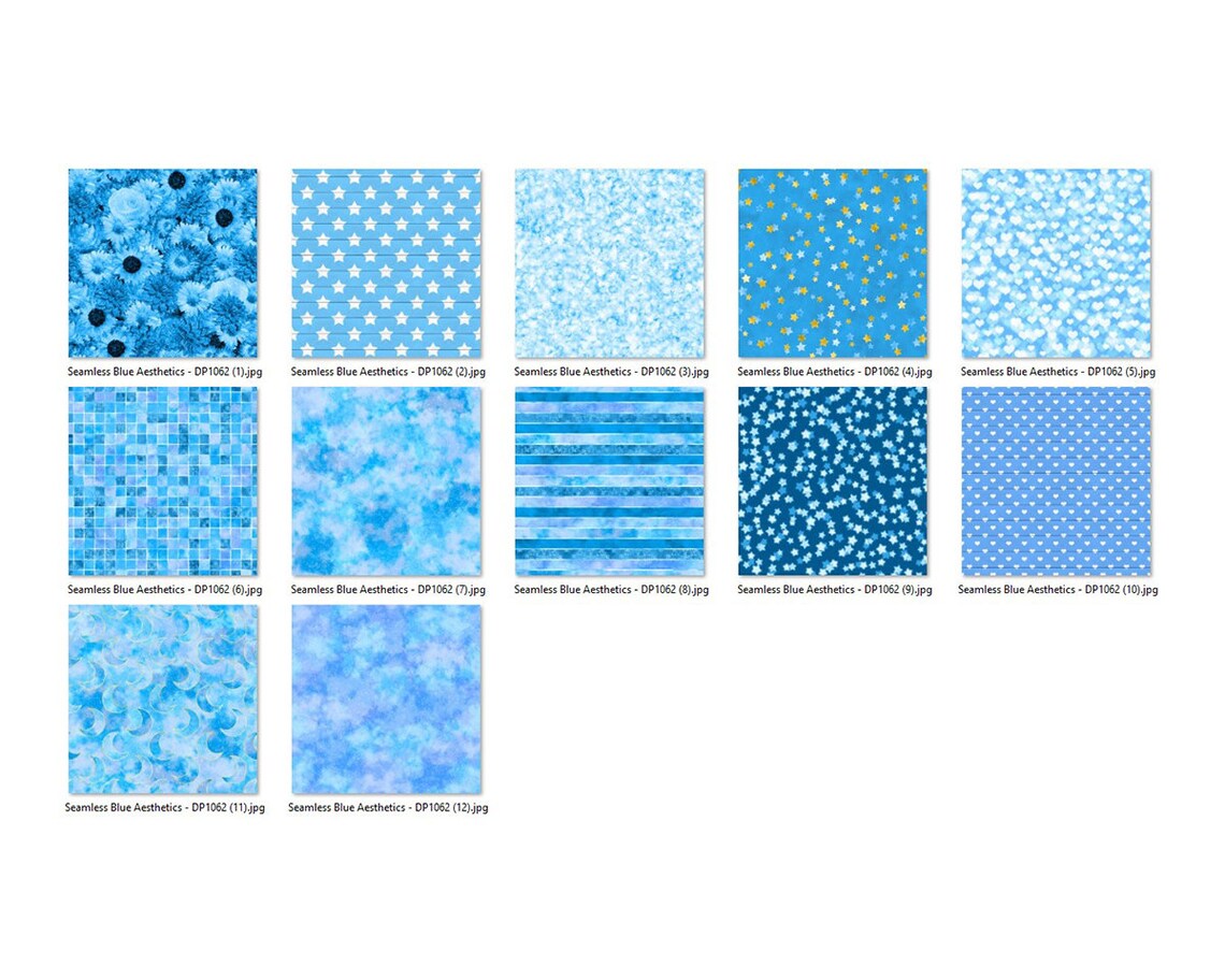 Blue Digital Paper, Seamless Patterns, Aesthetic Sky Blue Scrapbooking ...