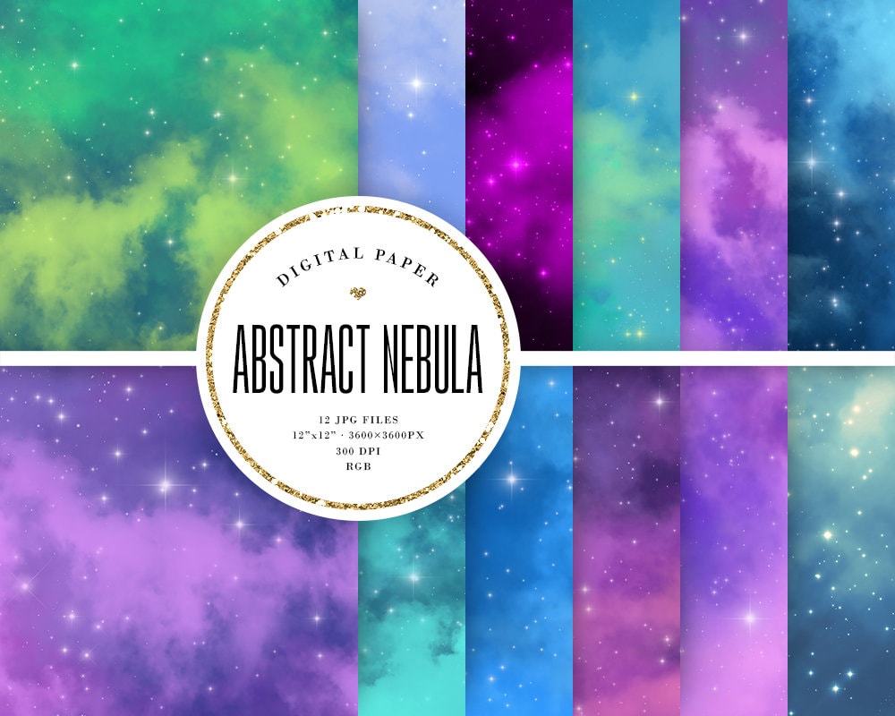 Abstract Nebula Digital Paper, Galaxy Backgrounds, Sky Scrapbook Paper ...