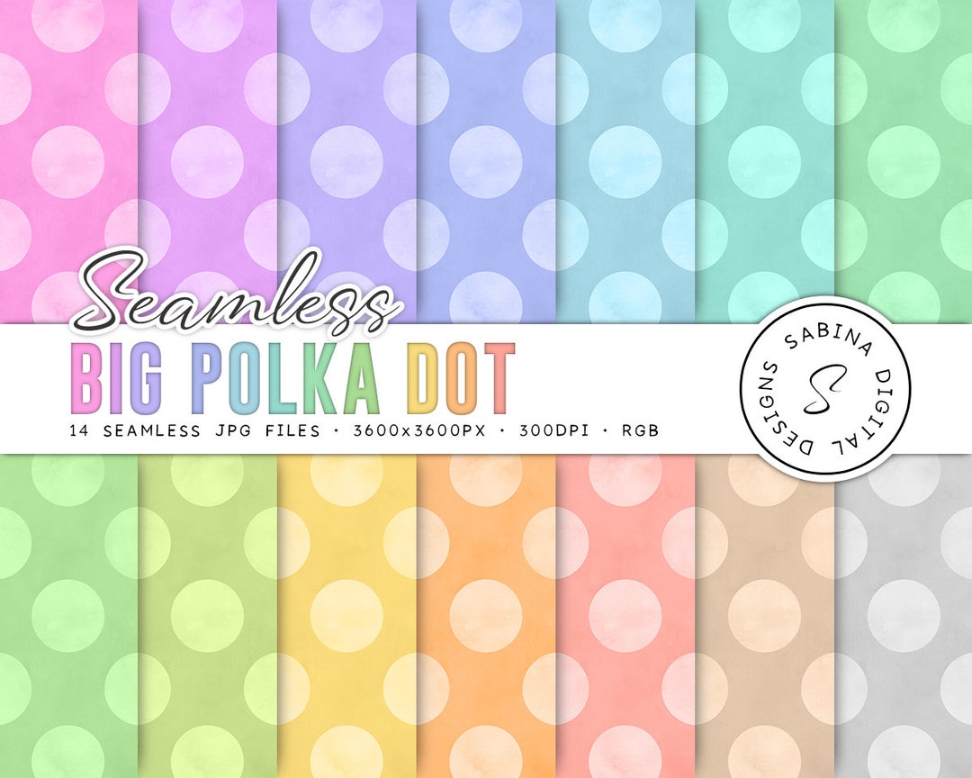Big Polka Dot, Pastel Dots Digital Paper 12x12, Basic Patterns With ...