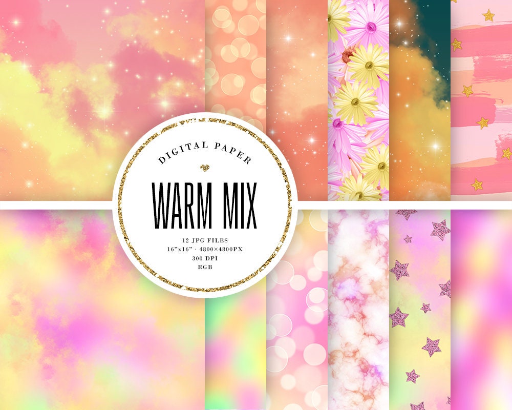 Warm Colors Digital Paper, Orange Backgrounds, Abstract Textures ...