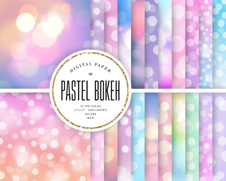 Pastel Bokeh Digital Paper, Soft Ombre Backgrounds, Cute Colors ...