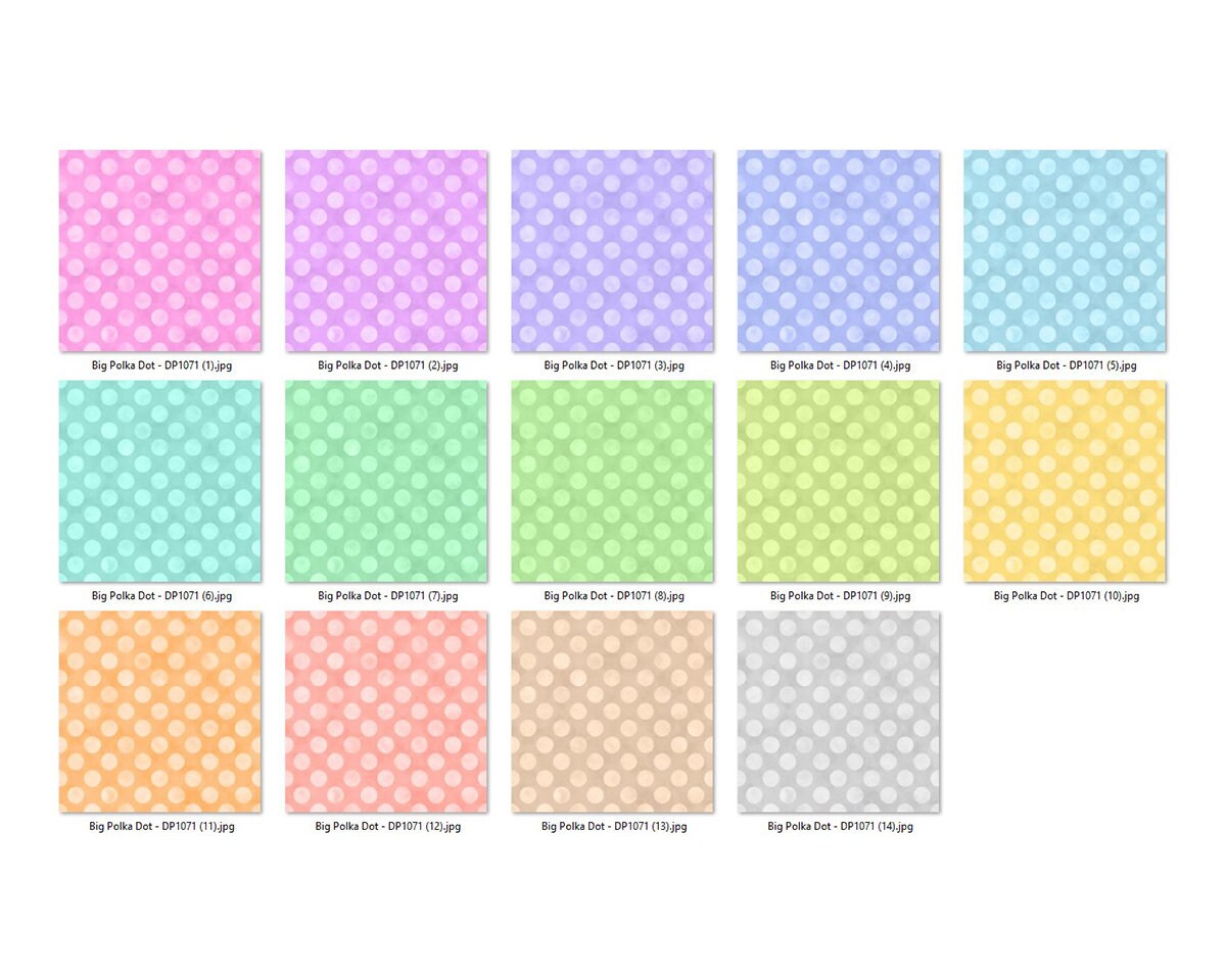 Big Polka Dot Pastel Dots Digital Paper 12x12 Basic Patterns - Etsy
