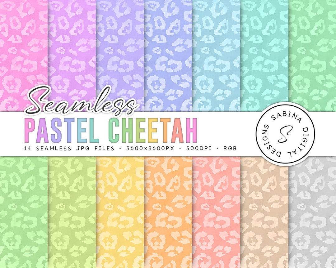 Cheetah Background, Pastel Leopard Digital Paper 12x12, Animal Pattern ...