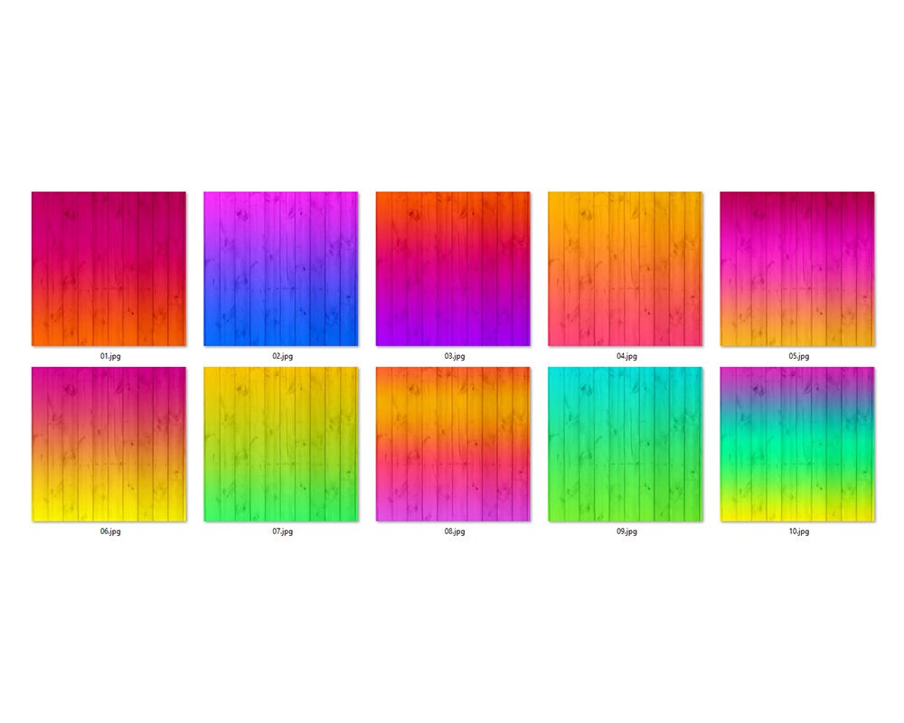 Bright Ombre Wood Digital Paper, Colorful Wooden Textures, Gradient ...