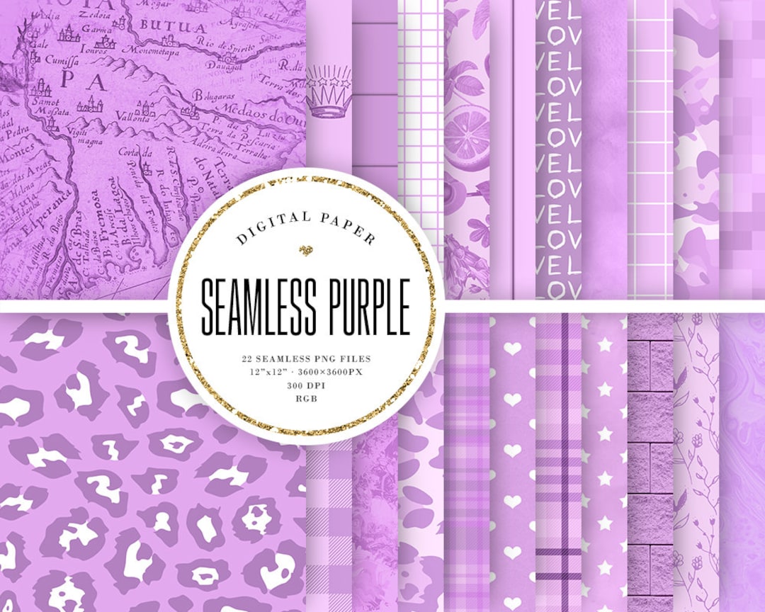 Purple Seamless Patterns, Pastel Violet Tileable Digital Paper ...