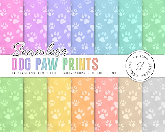 Dog Paw Prints Pastel Paws Digital Paper 12x12 Basic - Etsy