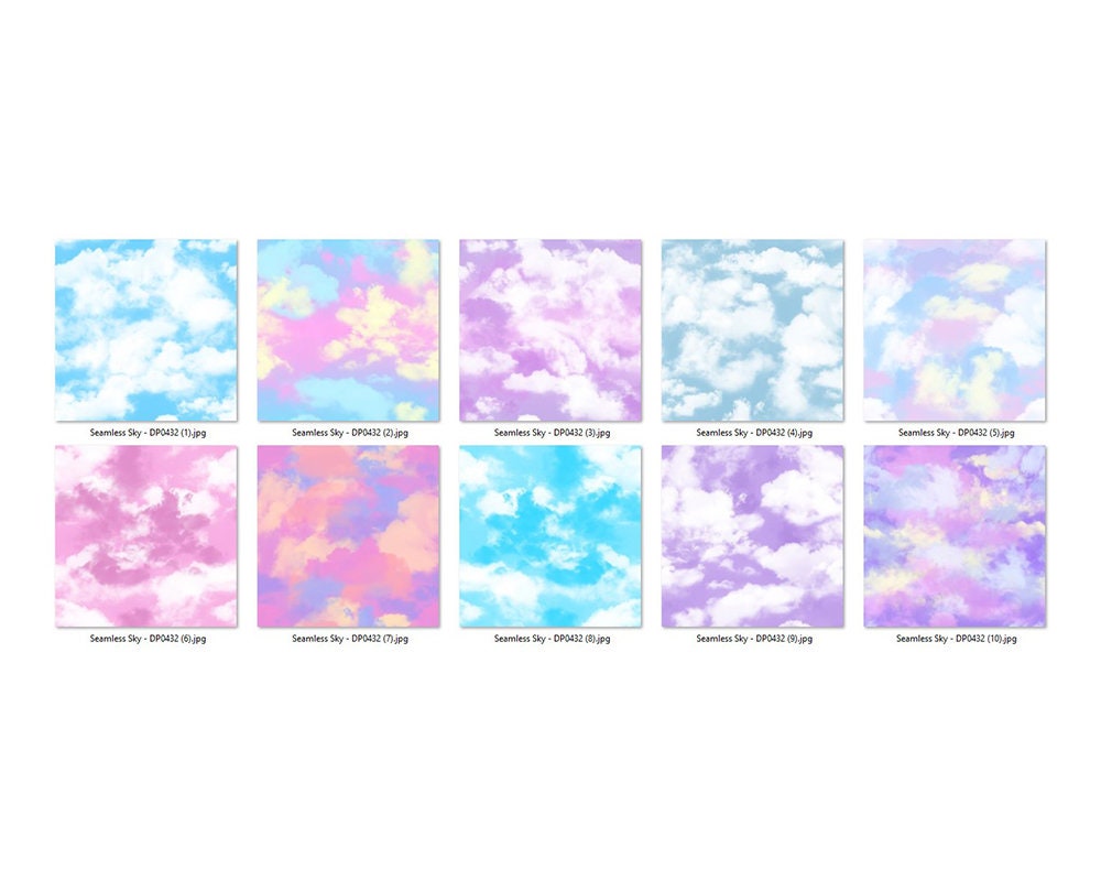 Seamless Sky Digital Paper, Tileable Skies Backgrounds, Soft Clouds ...