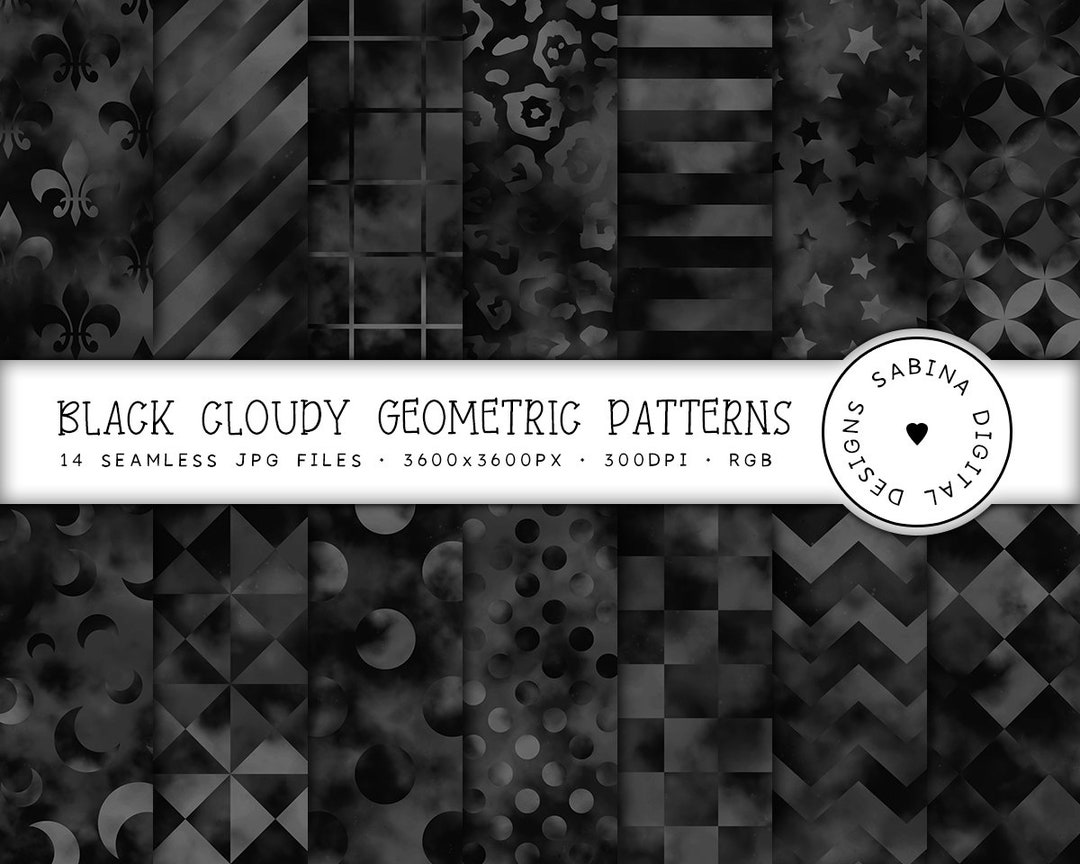 Black Geometric Digital Paper, Seamless Scrapbooking Papers, Instant ...