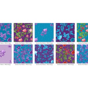 Blue & Purple Seamless Digital Paper Floral Tileable | Etsy