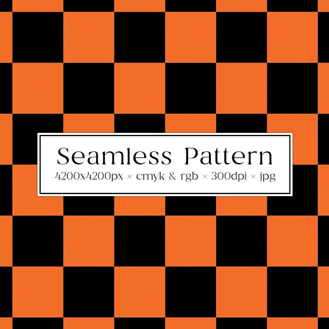 Orange & Black Checkered Pattern, Repeat Digital File for Commercial ...