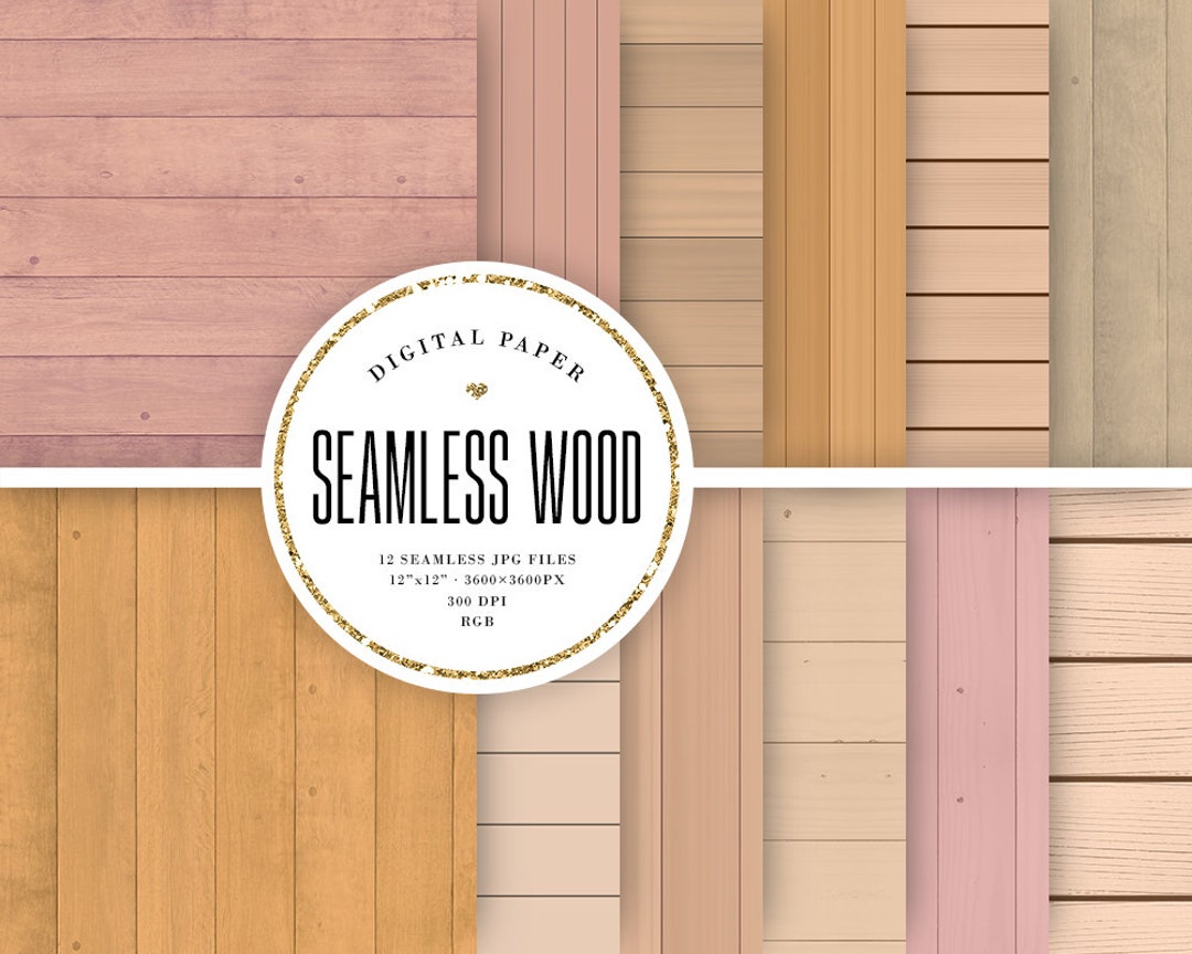 Seamless Wood Textures, Natural Digital Paper 12x12, Beige Wooden ...