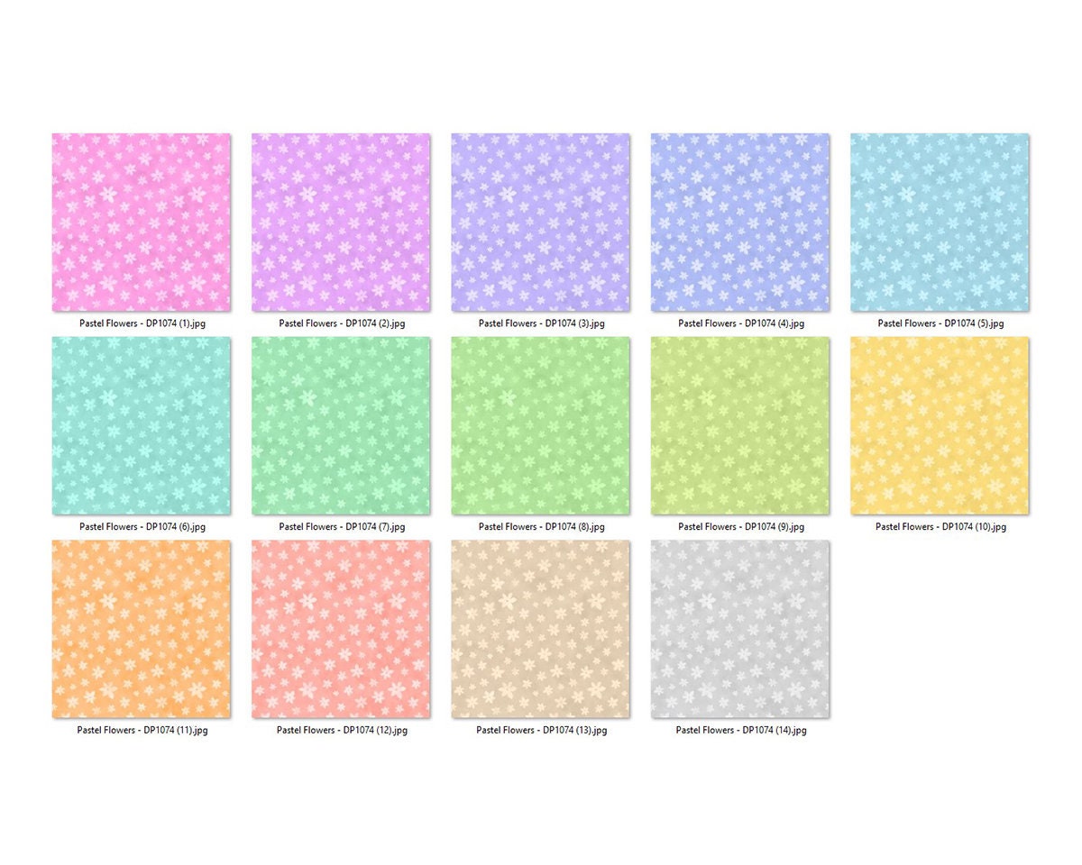 Floral Confetti Pastel Flowers Digital Paper 12x12 Basic - Etsy