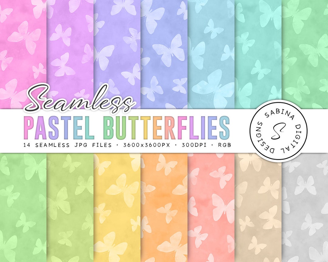 Butterflies Backgrounds, Pastel Digital Paper 12x12, Basic Patterns ...