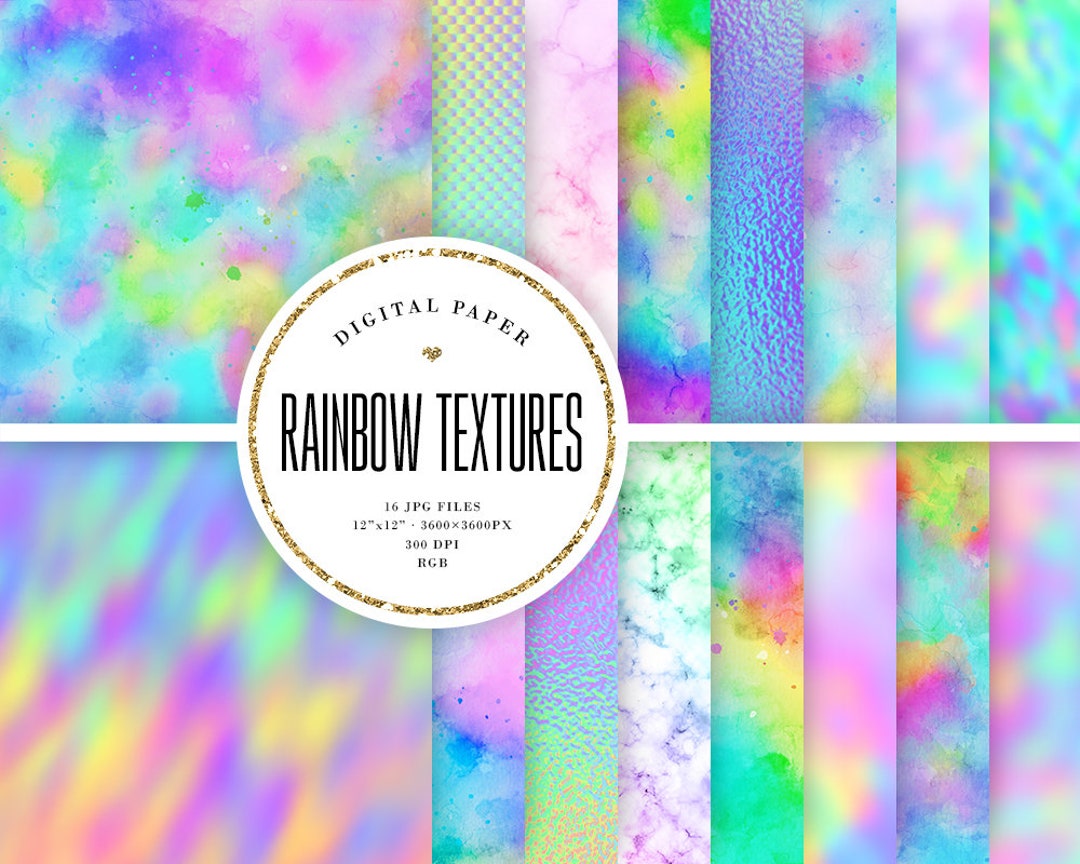 Abstract Rainbow Textures, Watercolor Digital Paper 12x12, Colorful ...
