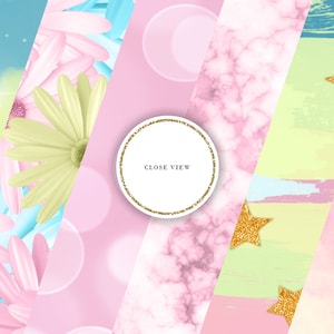 Abstract Pastel Backgrounds, Clouds & Stars Digital Paper, Pink Marble ...