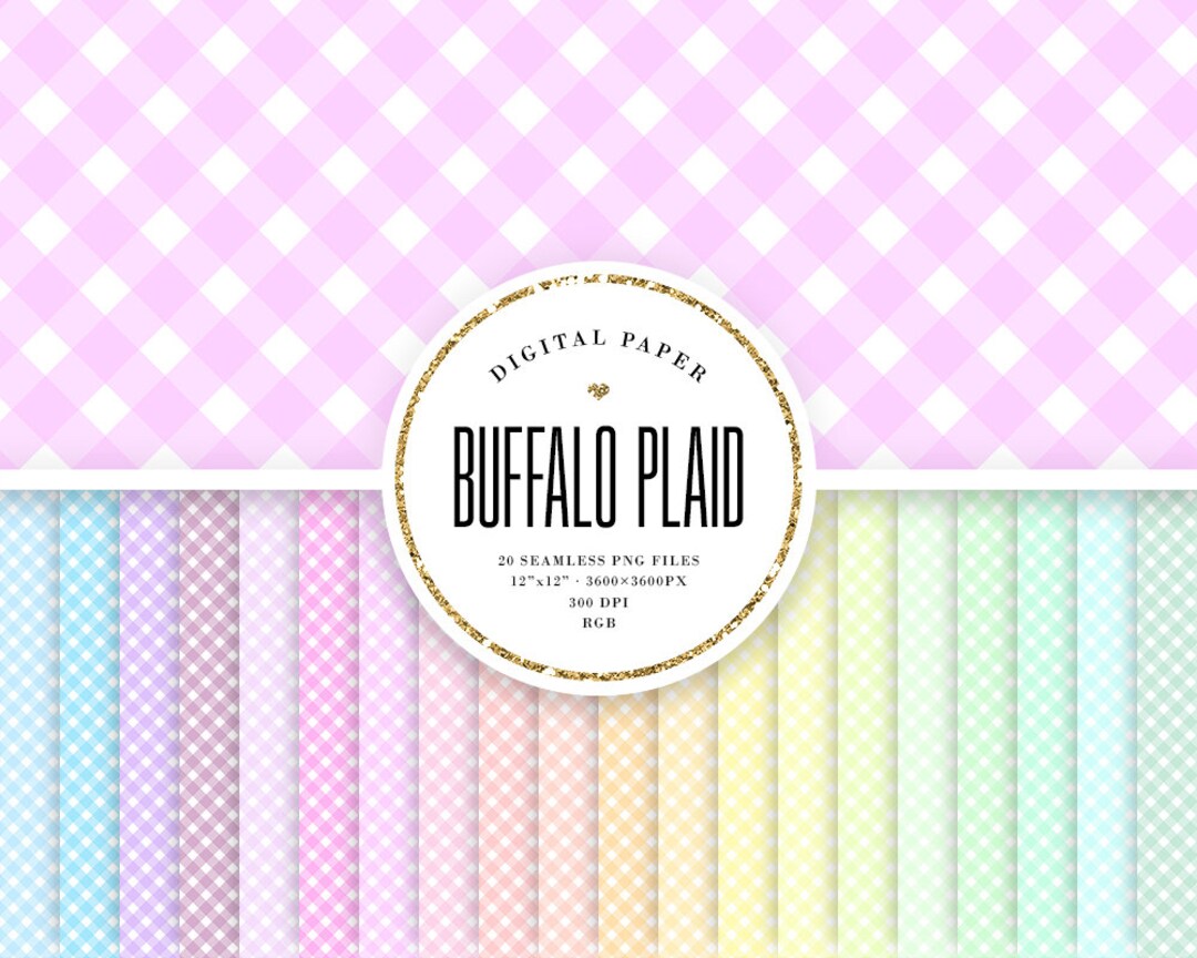 Pastel Buffalo Plaid Digital Paper, 12x12 Seamless Gingham, Kawaii ...