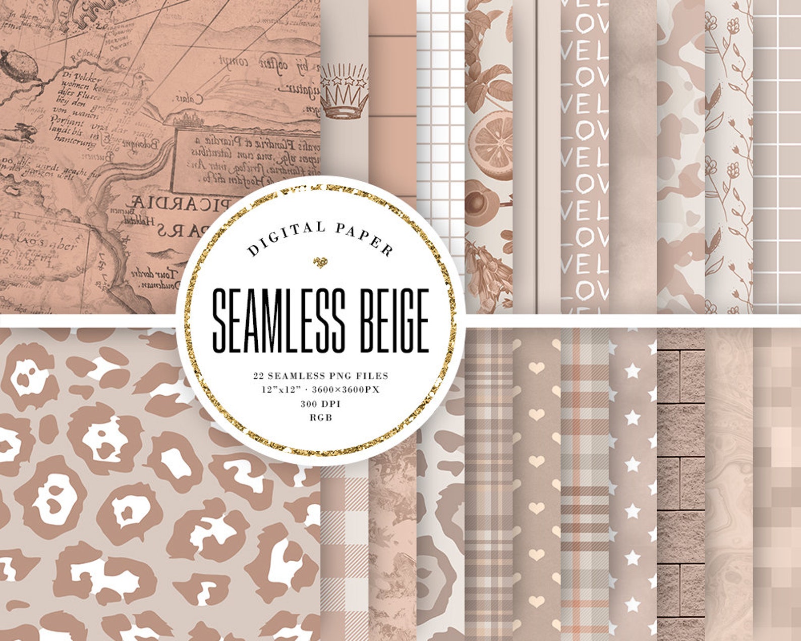 Beige Digital Paper Commercial Use Seamless Textures Light - Etsy