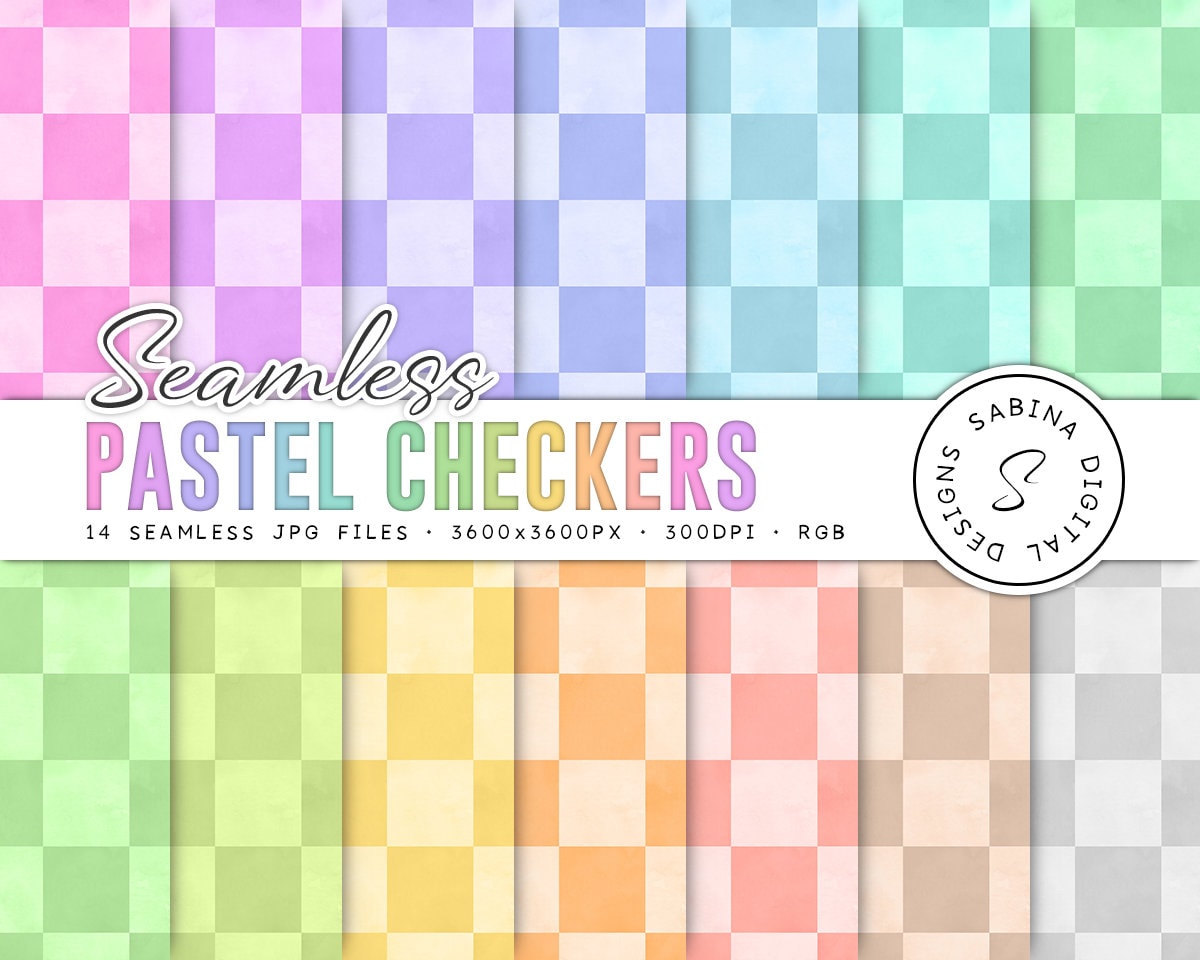 Pastel Checkers Background, Checkered Digital Paper, Basic Patterns ...