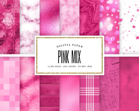 Hot Pink Digital Paper Scrapbook Papers Mix Pink Textures | Etsy