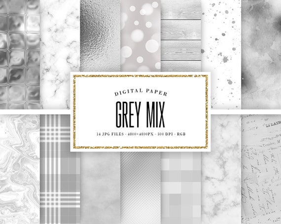 Grey Digital Paper Gray Textures White Scrapbook Paper | Etsy