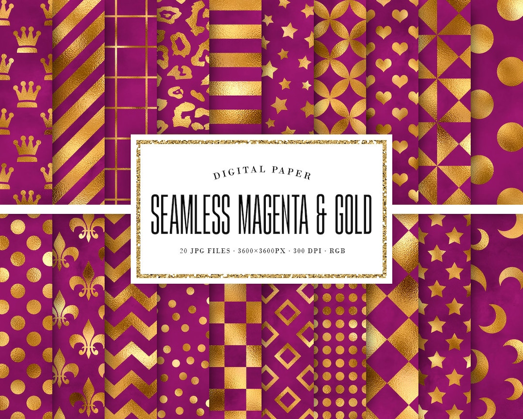 Magenta and Gold Seamless Digital Paper, Velvet Color Backgrounds ...