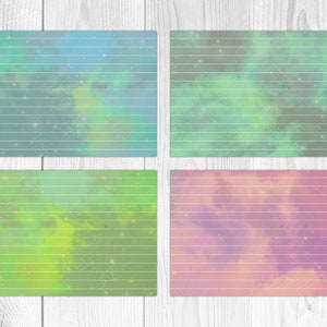 Lined Digital Paper, Space Background, Landscape Writing Papers, Pastel ...