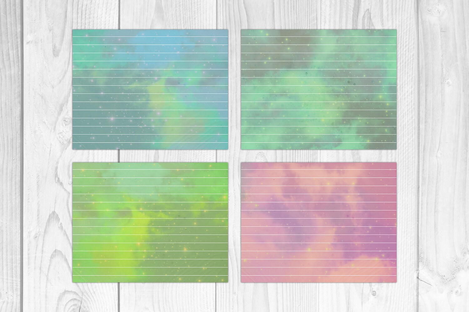 Lined Digital Paper, Space Background, Landscape Writing Papers, Pastel ...