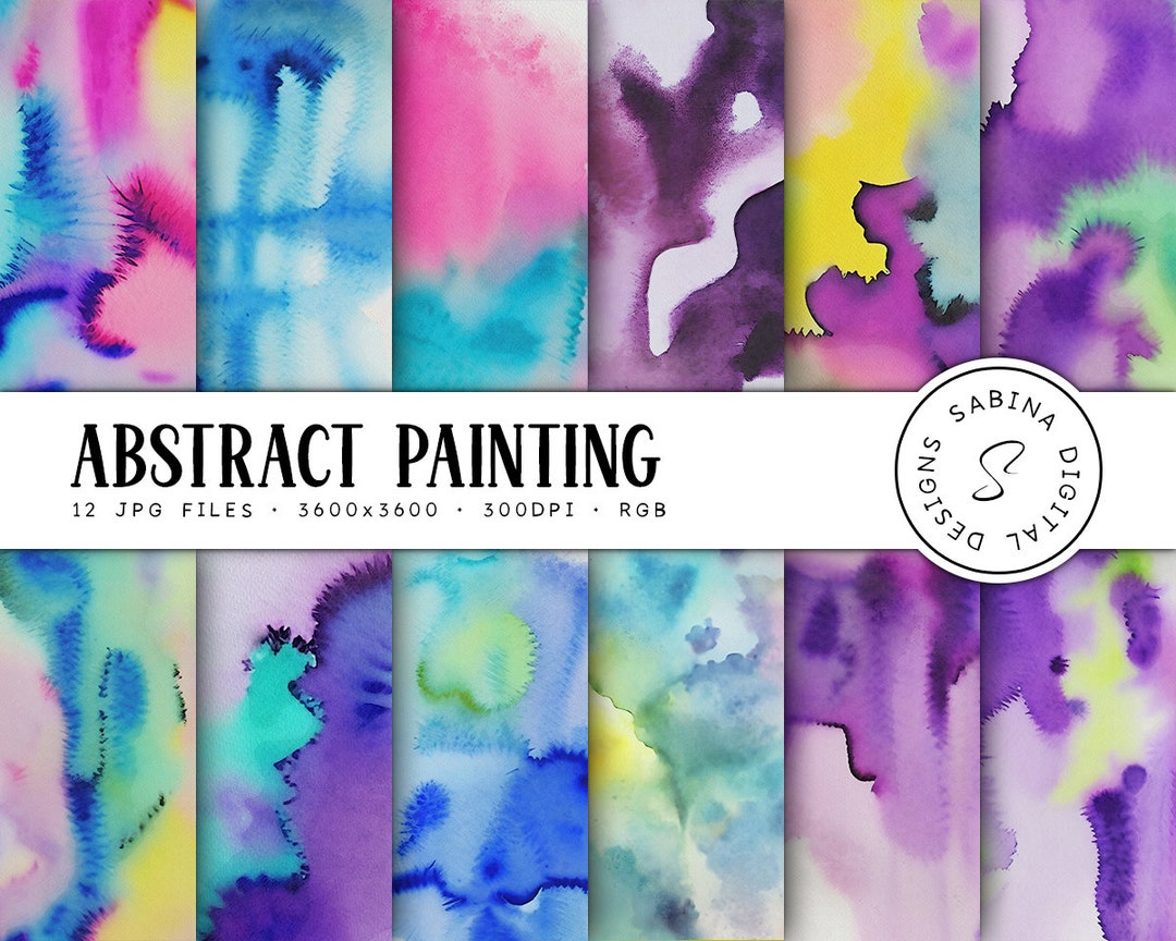 Abstract Painting Digital Paper, Digital Watercolor Art Scrapbook ...