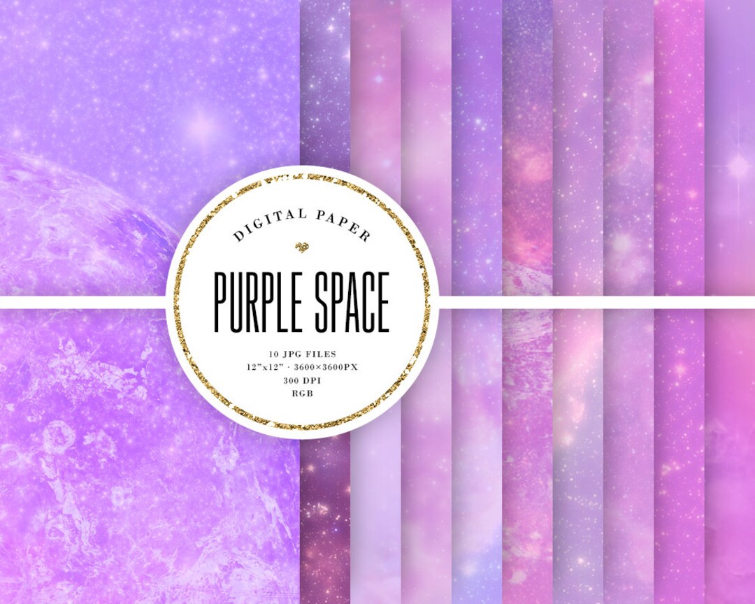 Purple Galaxy Digital Paper, Aesthetic Space Backgrounds, Cosmic Pastel ...