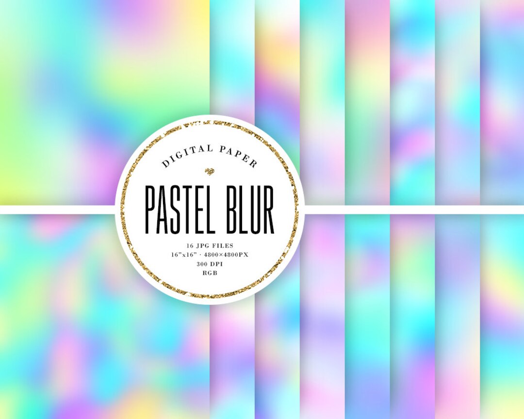 Pastel Blur Digital Paper, Ombre Gradient Backgrounds, Light Iridescent ...