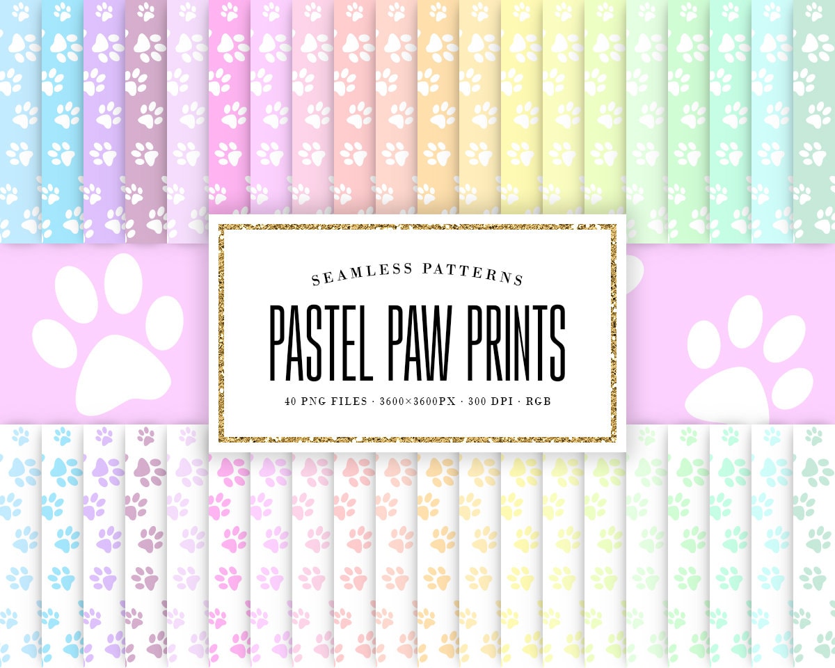Pastel Paw Prints Seamless Digital Paper Pet Paws Patterns - Etsy