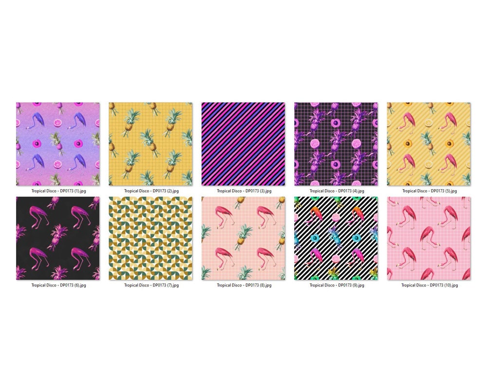 Flamingo Digital Paper, Tropical Seamless Patterns, Glitter Geometric ...