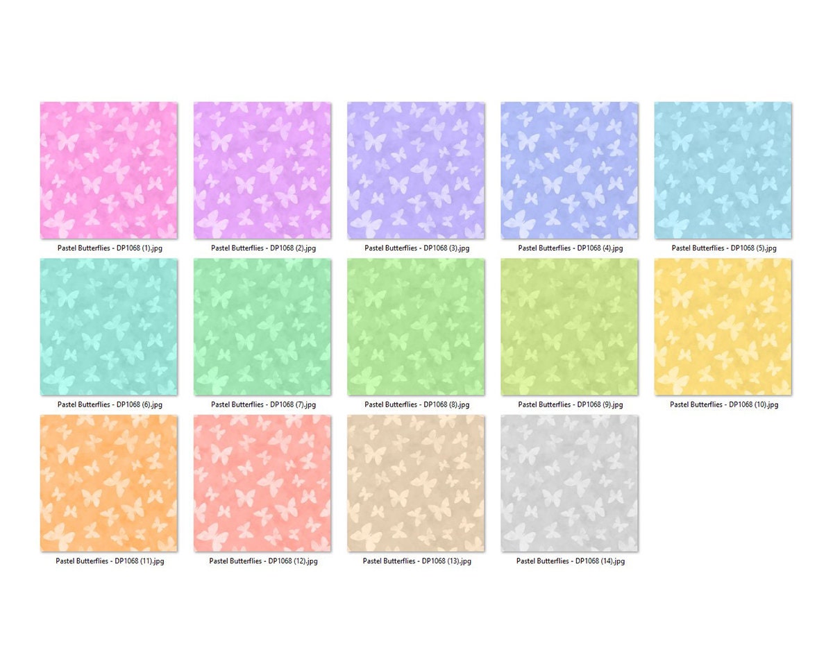 Butterflies Backgrounds, Pastel Digital Paper 12x12, Basic Patterns ...
