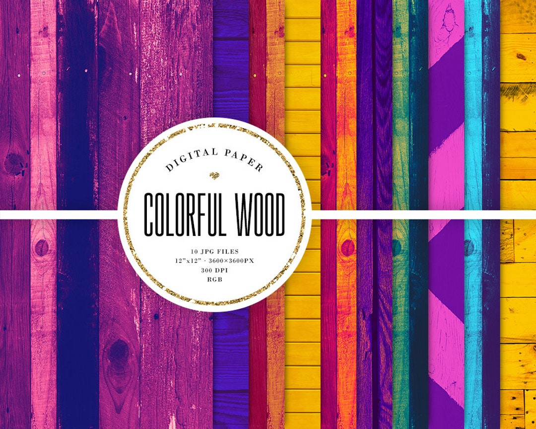 Wood Digital Paper, Colored Wood Textures, Colorful Wooden Backgrounds ...