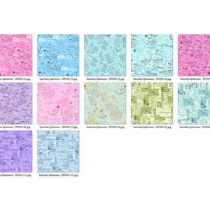 Pastel Ephemera Digital Paper, Seamless Old Paper Textures, Pink Junk ...