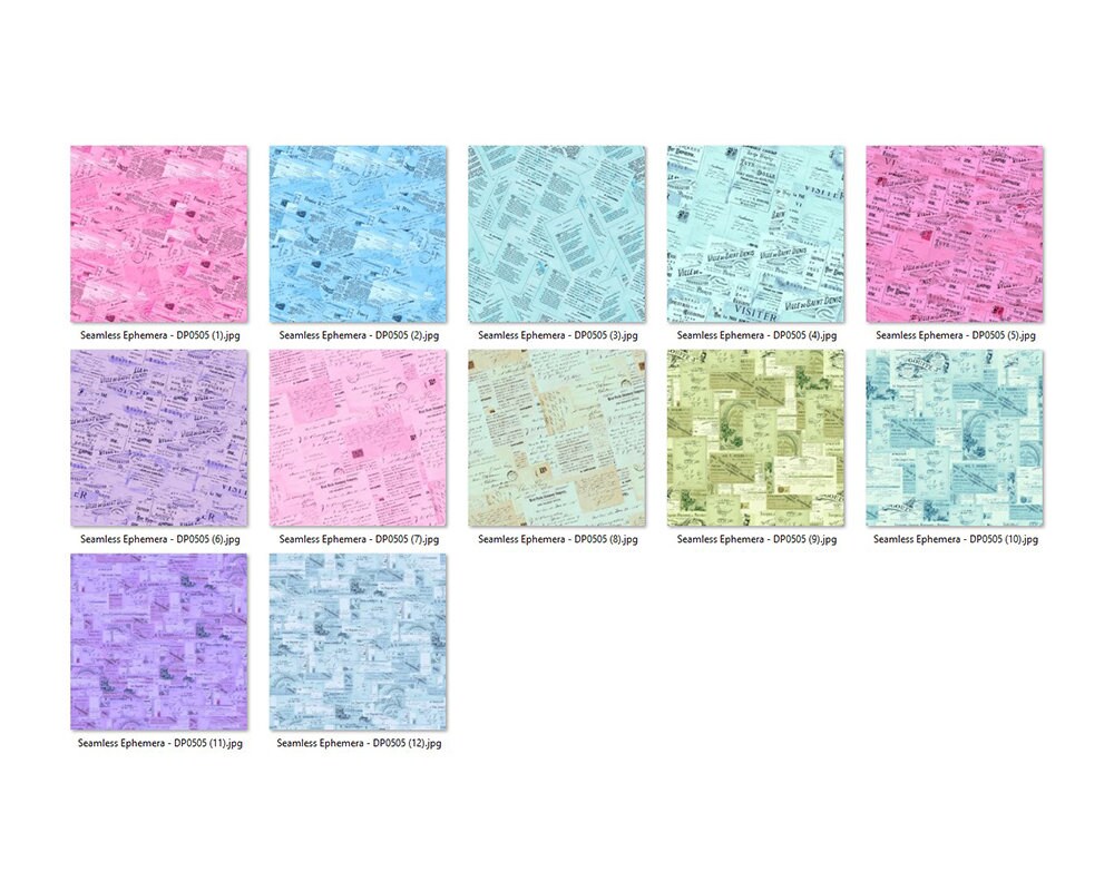Pastel Ephemera Digital Paper, Seamless Old Paper Textures, Pink Junk ...