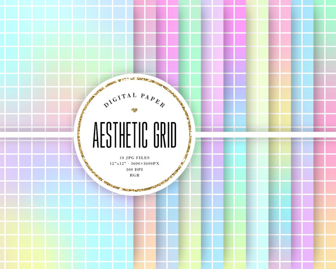 Aesthetic Grid Digital Paper, Vaporwave Backgrounds, Pastel Grid ...