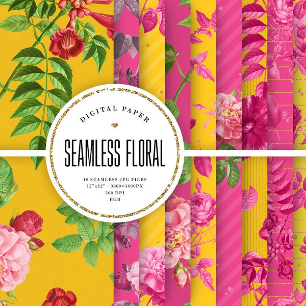 Floral Digital Paper - Etsy