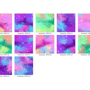 Fairytale Sky Digital Paper, Colorful Nebula Backgrounds, Stars ...