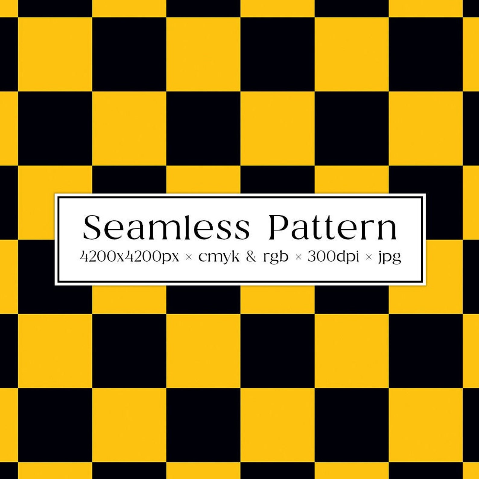 Black & Yellow Checkered Pattern, Repeat Digital File for Commercial ...