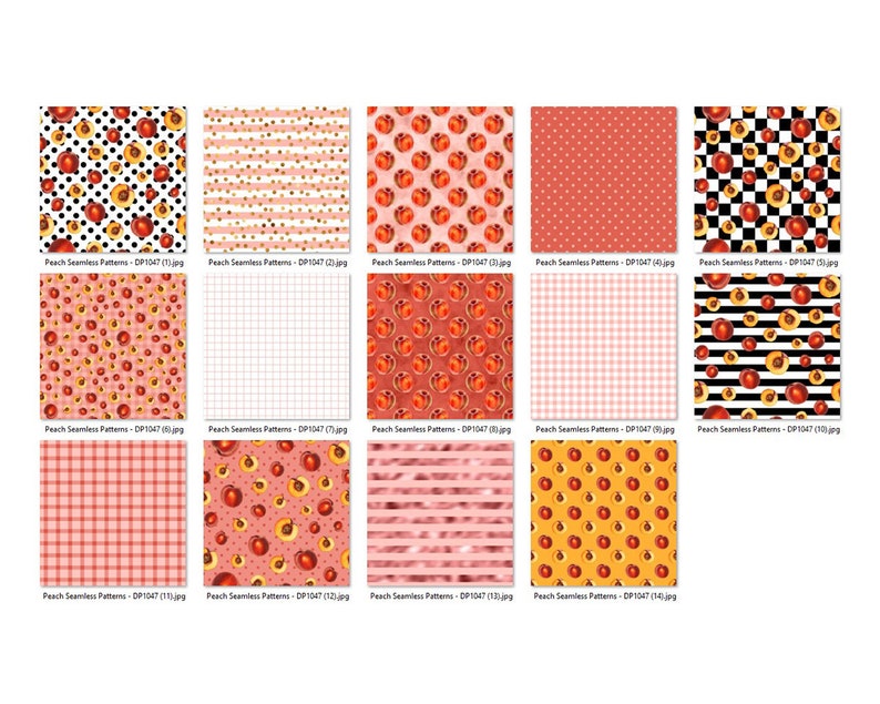 Peach Digital Paper, Fruit Seamless Patterns, Peaches Scrapbook Papers ...