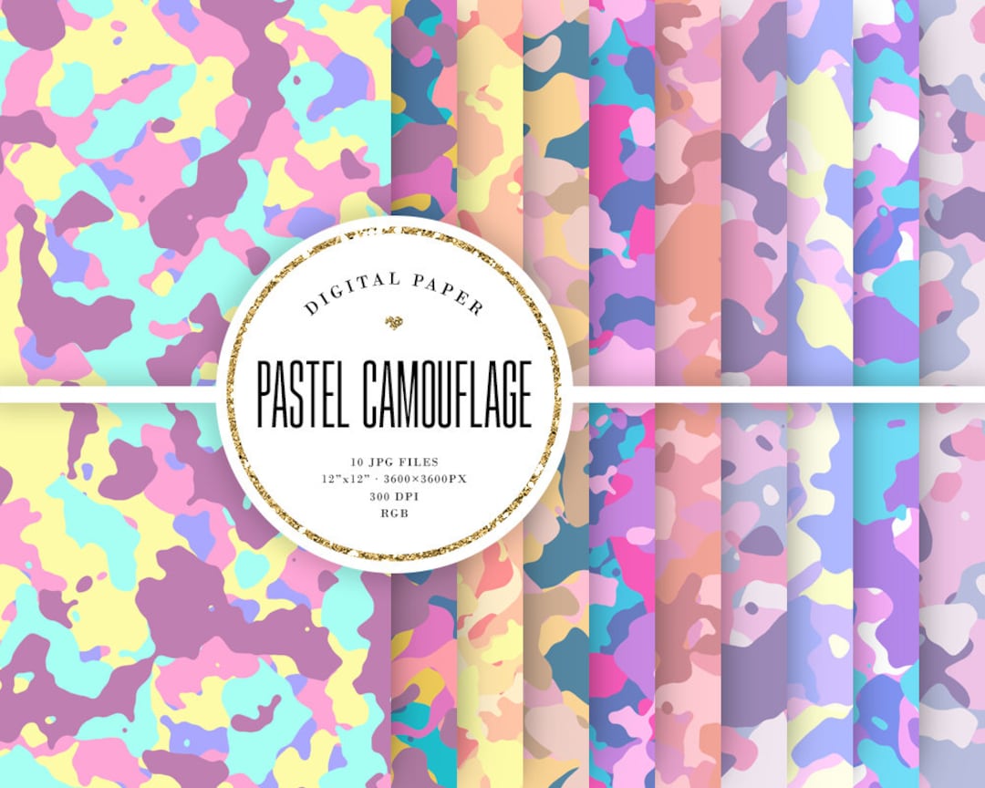 Pastel Camouflage Digital Paper, Army Pattern, Girly Camo Backgrounds ...