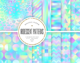 16 Seamless Bright Iridescent Digital Papers 12x12 300 dpi commercial ...