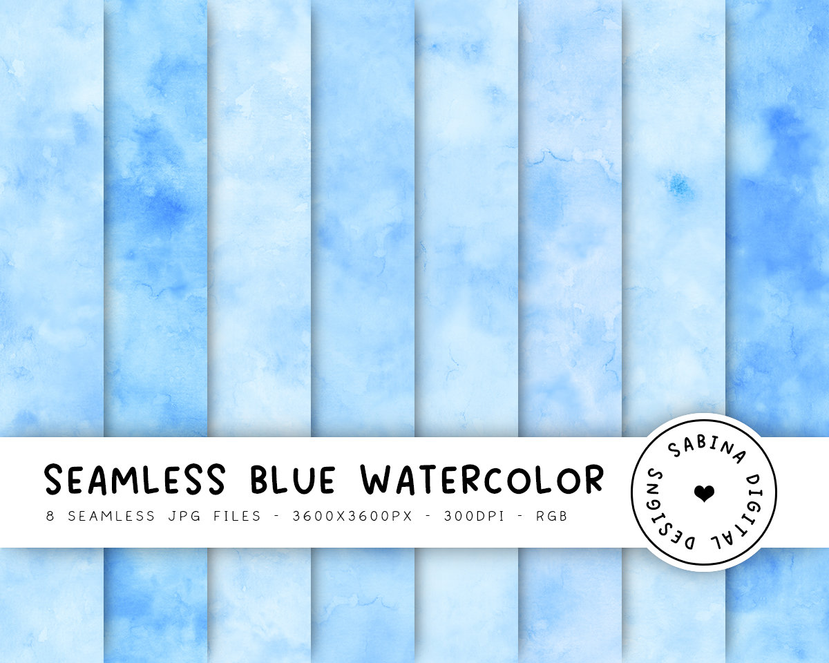Seamless Blue Watercolor Textures, Soft Blue Digital Paper 12x12 ...