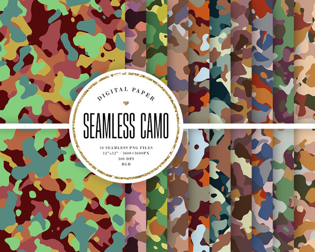 Tileable Camo Patterns, Camouflage Sublimation Digital Paper, Seamless ...