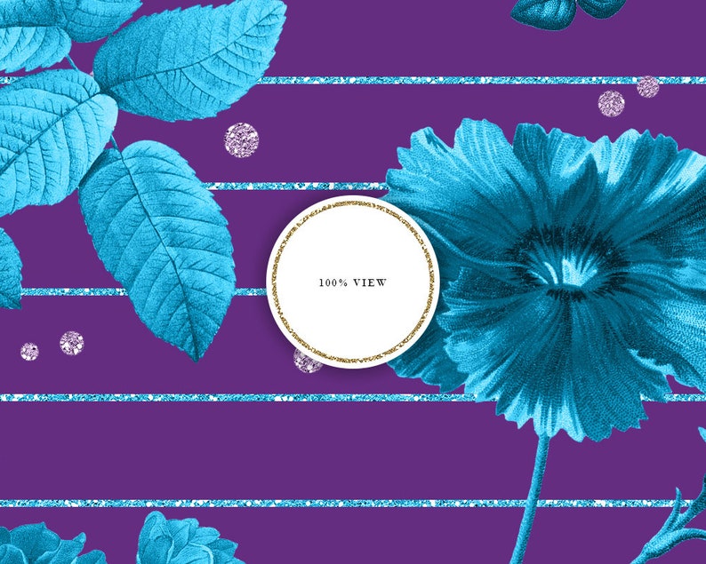 Blue & Purple Seamless Digital Paper, Floral Tileable Patterns, Vintage ...