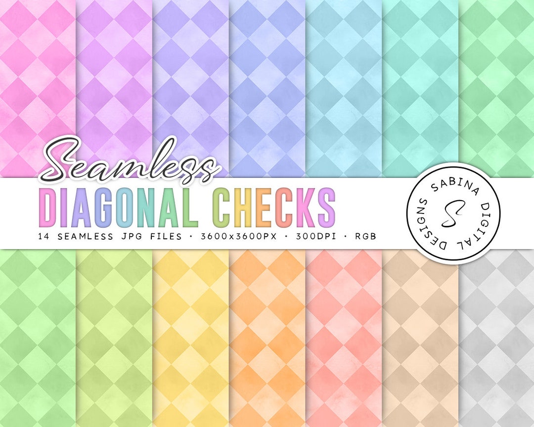 Pastel Diagonal Checks, Checkered Digital Paper, Basic Patterns With ...