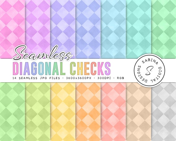Pastel Diagonal Checks Checkered Digital Paper Basic - Etsy
