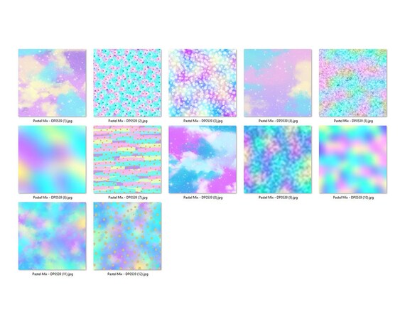 16 Seamless Bright Iridescent Digital Papers 12x12 300 dpi commercial ...