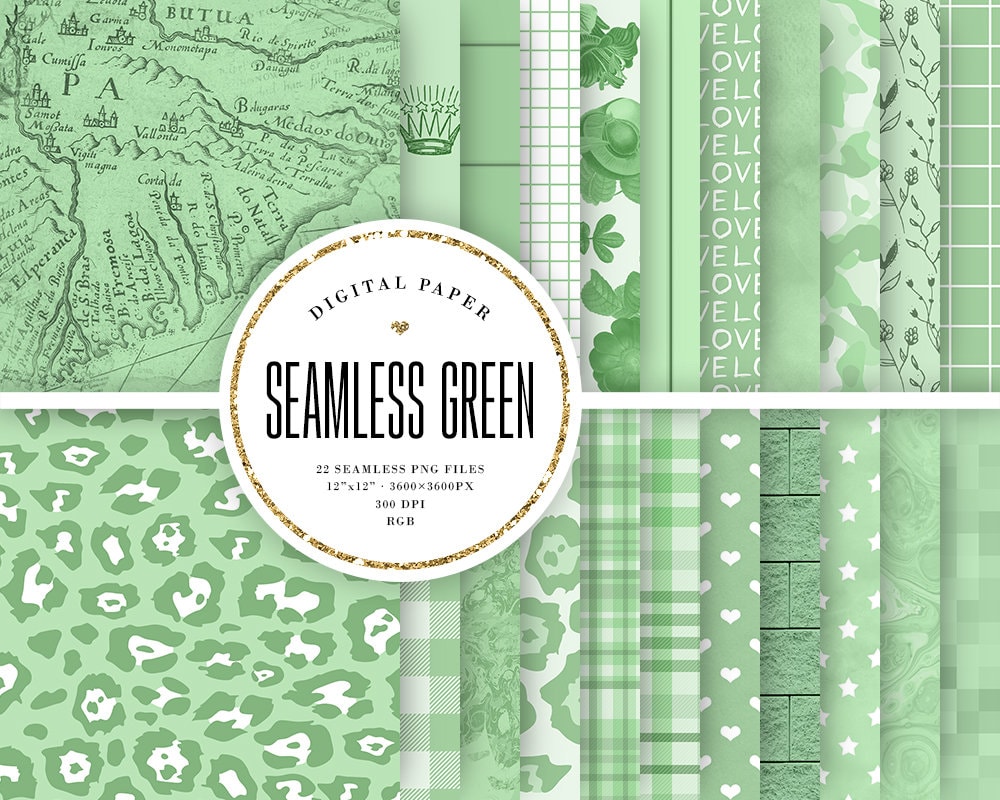 Pastel Green Seamless Digital Paper, Soft Green Backgrounds, Tileable ...